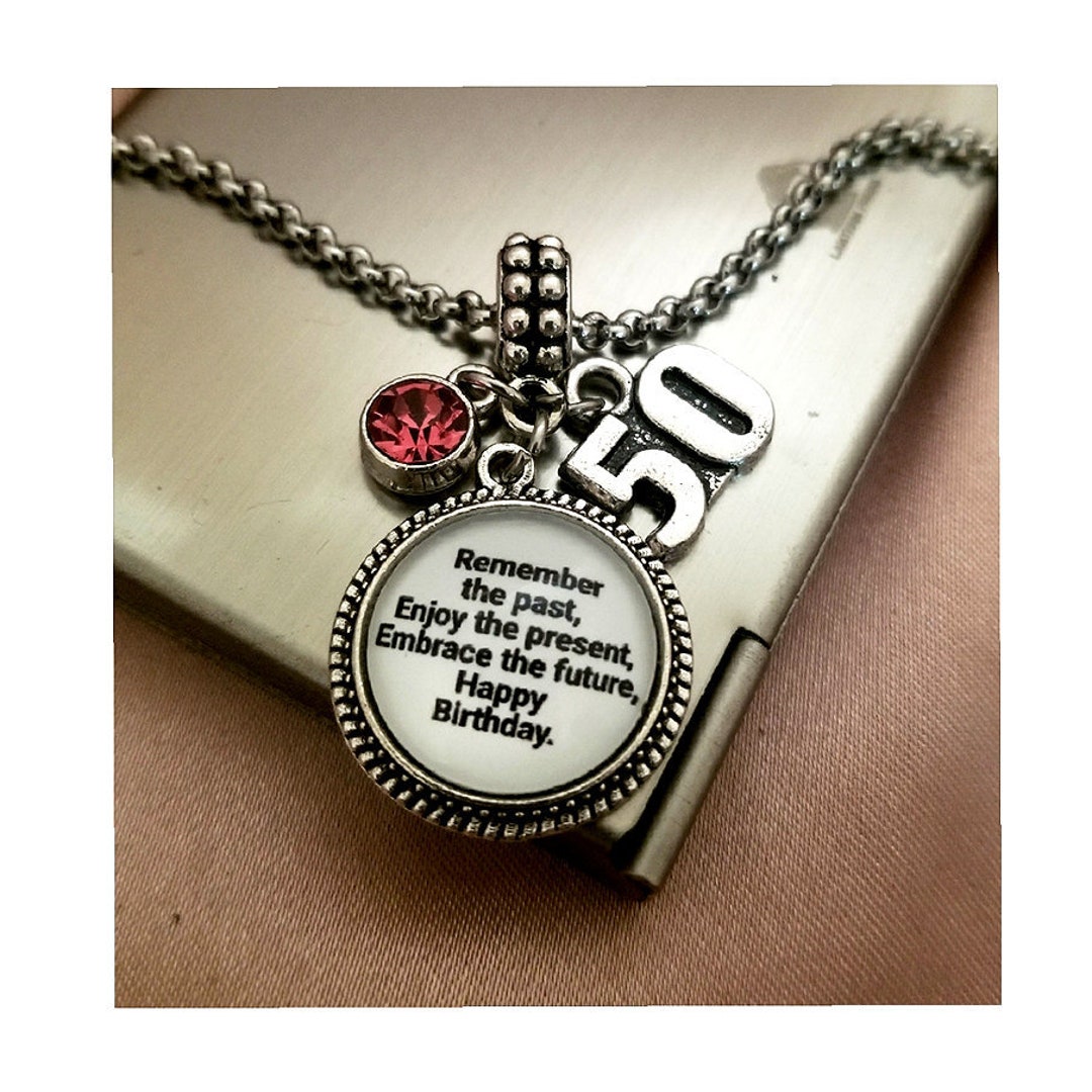 Birthstone 50th Birthday Gift for Women, Number 50 Charm Bracelet ...