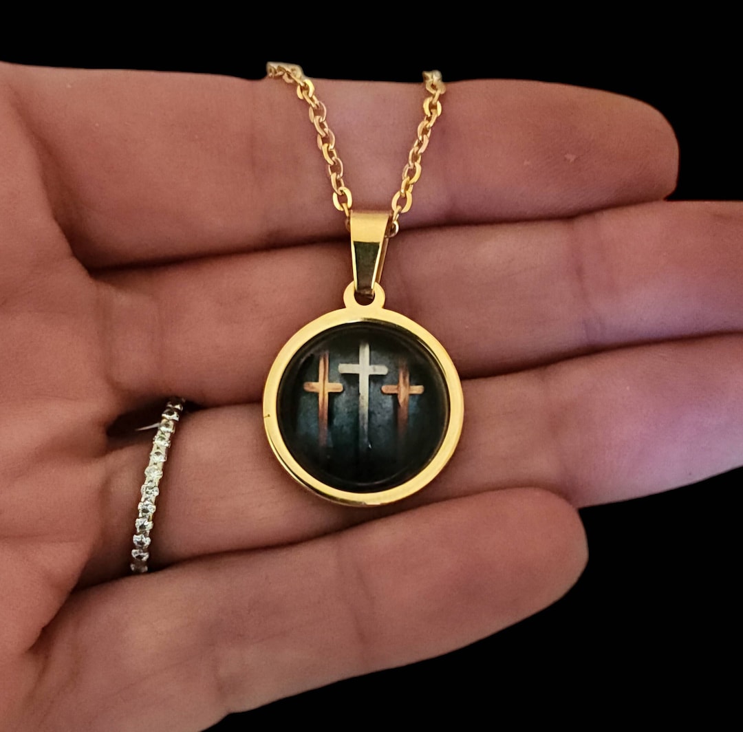 Triple 3 Three Cross Charm Pendant Necklace Jewelry for Women Her in ...