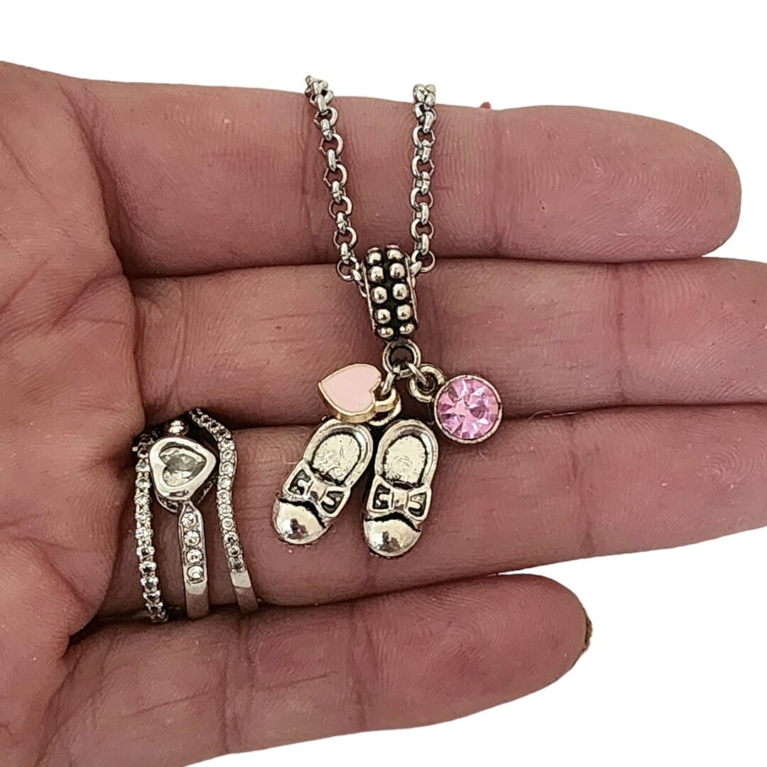 Pink Baby Girl Shoe Charm, Personalized Baby Girl Bootie Charm Bracelet ...