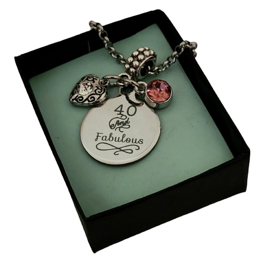 Women Turning 40 40th Birthday Charm Bracelet Necklace Keychain ...