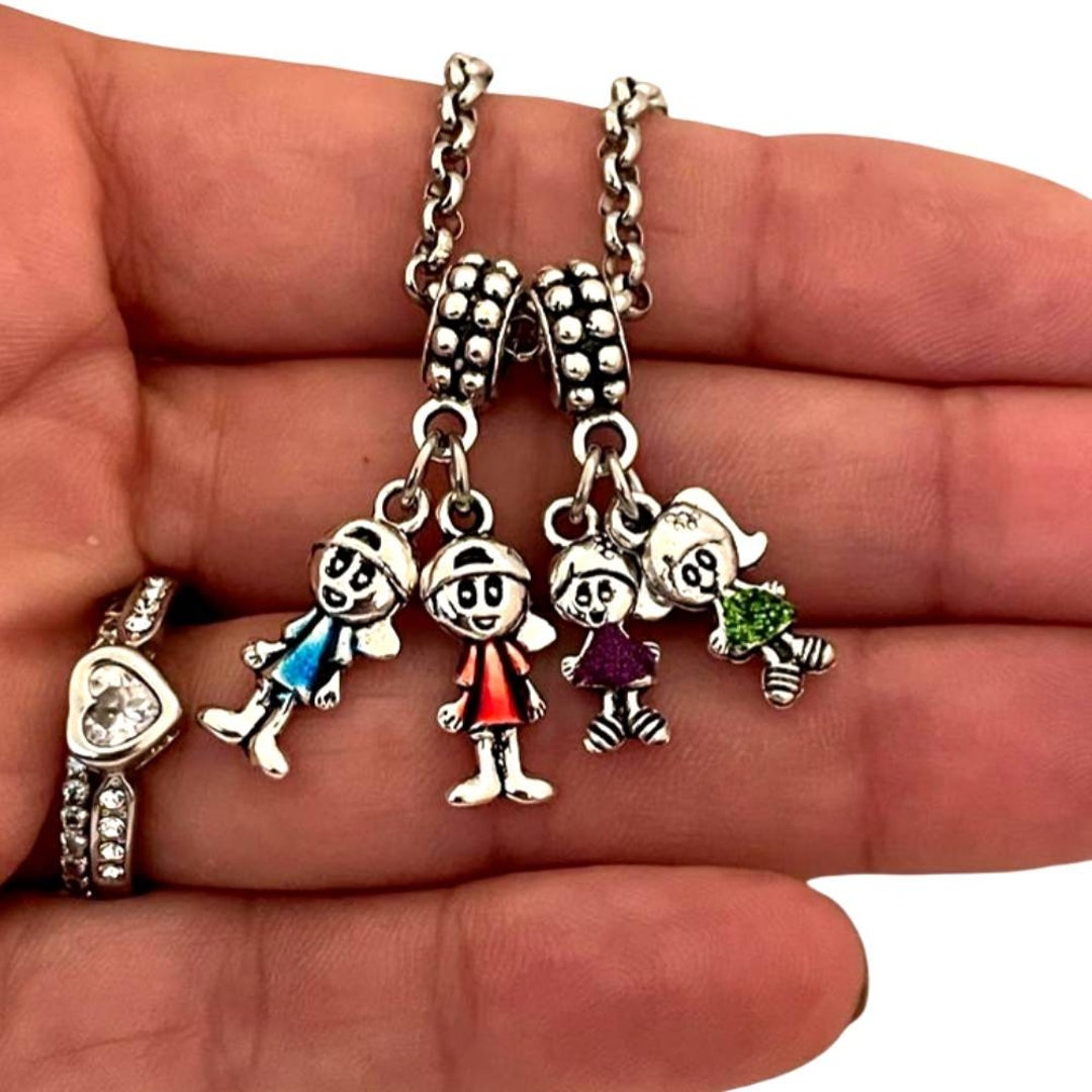 Children Kids Grandkids Siblings Charm Bracelet Necklace With Boy Girl ...