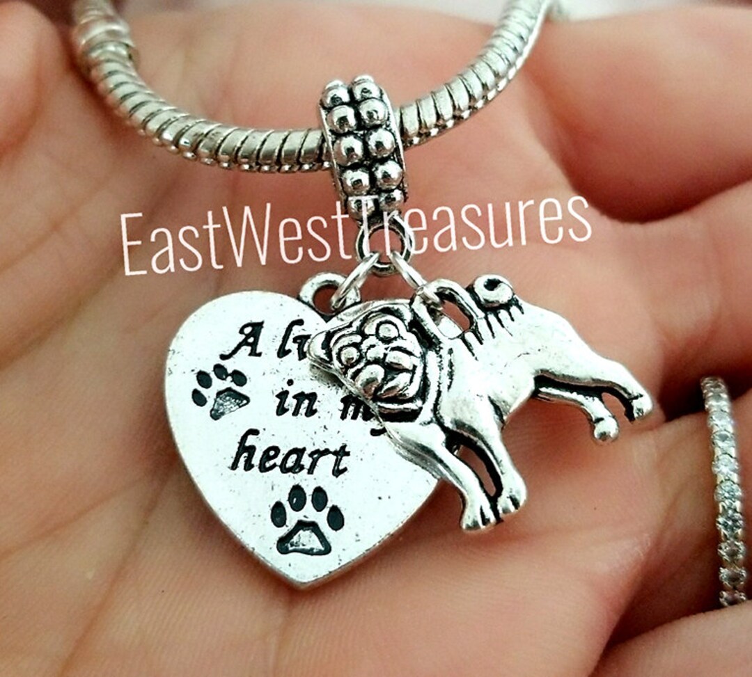 Pug Puggle Dog Sympathy Keepsake Memorial Charm Bracelet Necklace ...