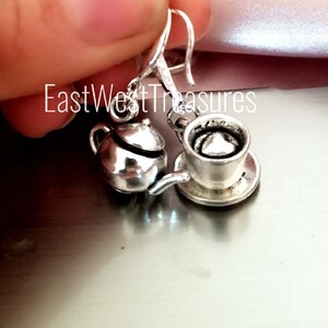 Tea Cup Earrings, Tea Kettle Heart Earrings, Tea Lover Jewelry Gift for ...