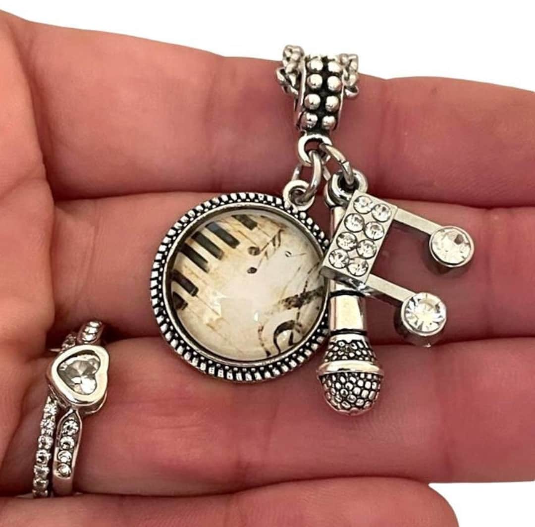 Singer Vocalist With Microphone Charm Bracelet Necklace Keychain ...