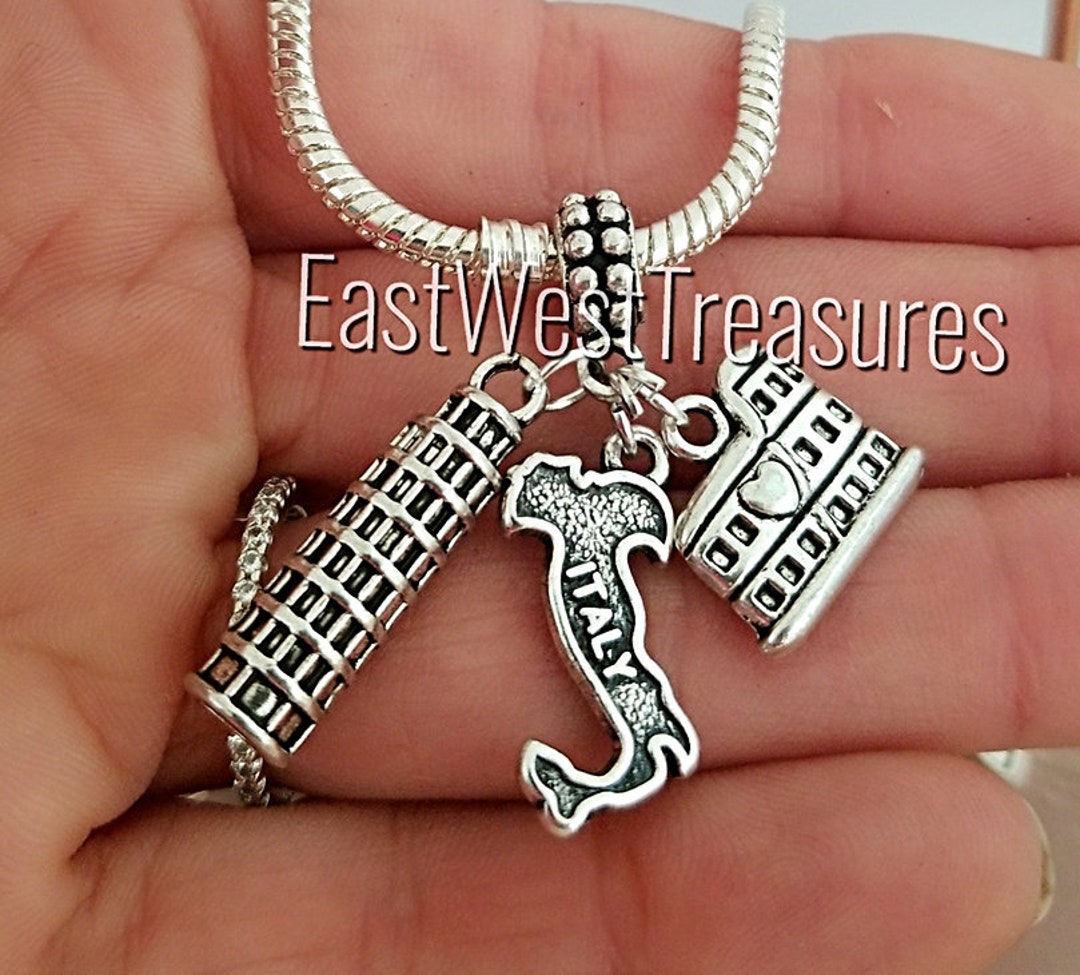 Italy Italian Map Rome Travel Landmark Roman Colosseum Pisa Necklace ...
