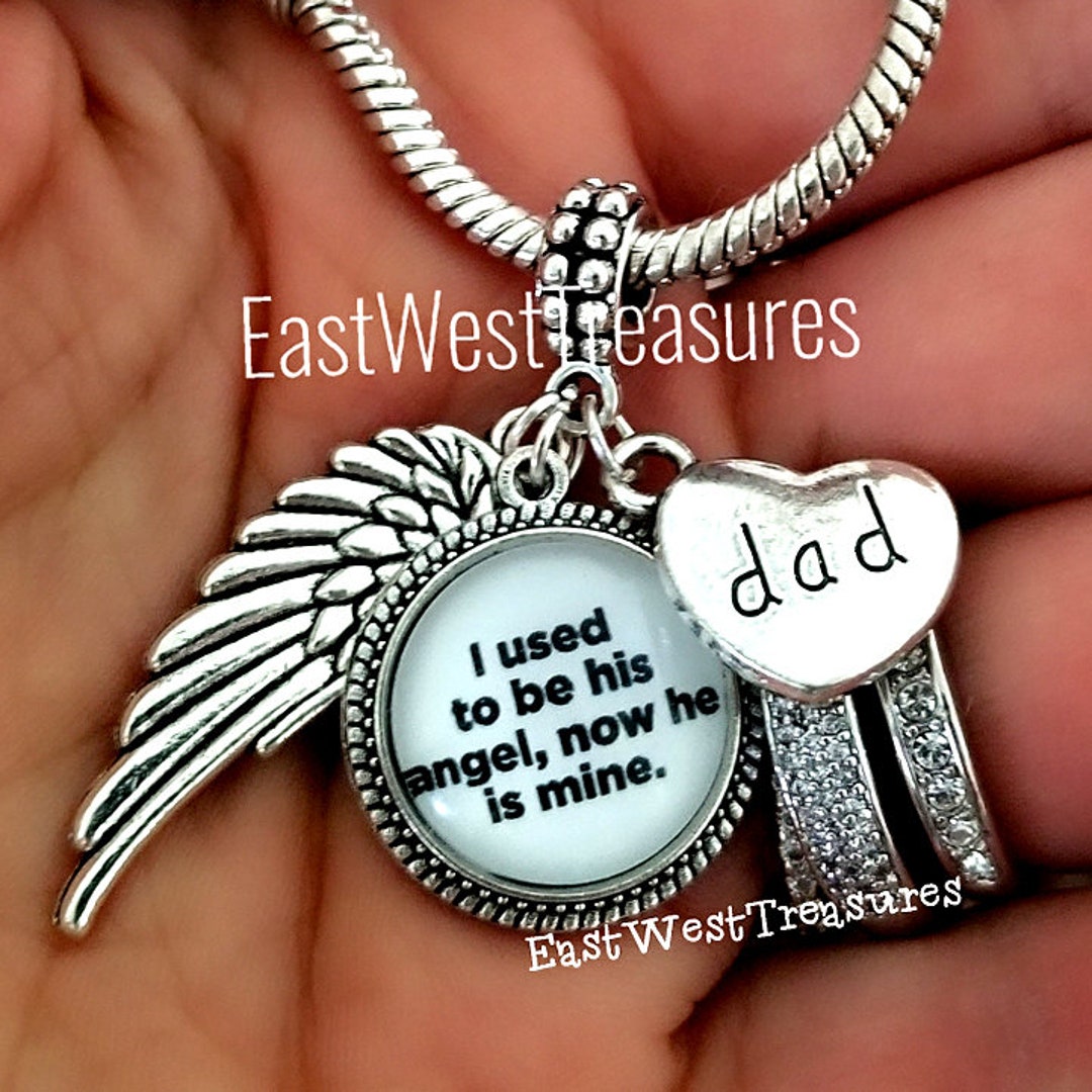 Dad Angel Memorial Sympathy Remembrance Charm Bracelet Pendant Necklace ...