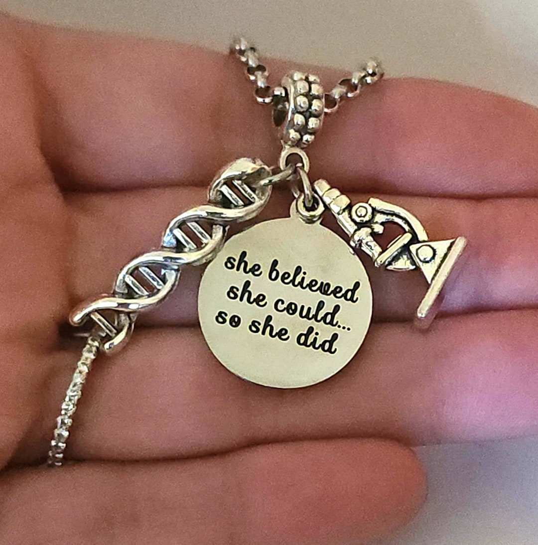 Microscope DNA Science Biology Charm Bracelet Necklace Keychain for ...