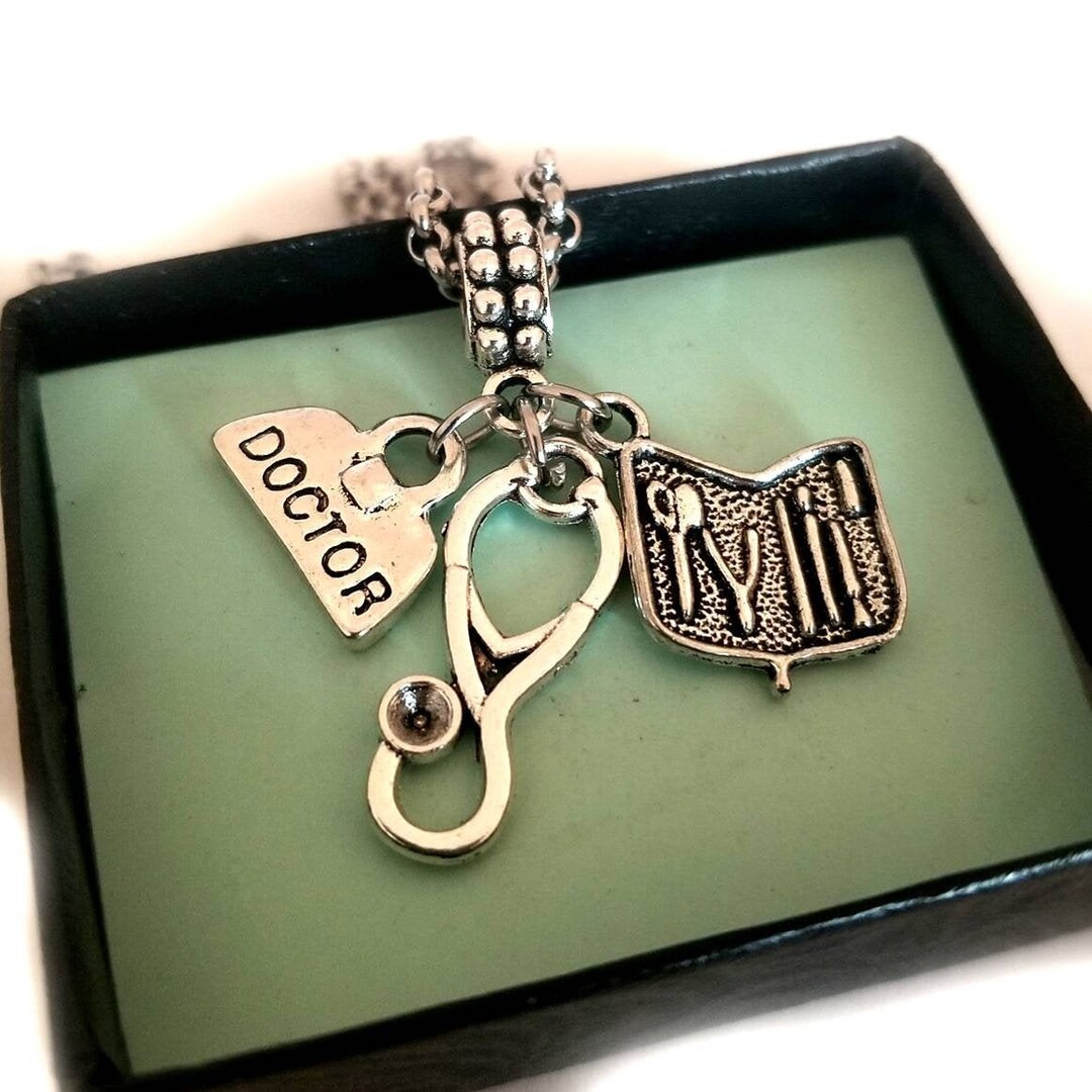 MD Medical Doctor Stethoscope Dr Charm Bracelet Necklace Keychain for ...