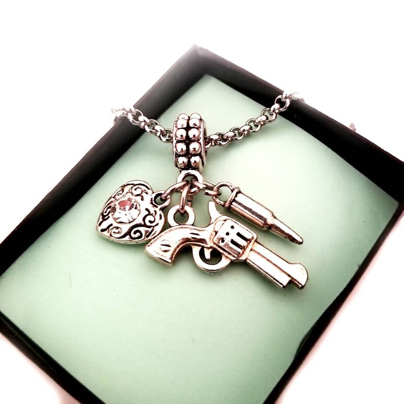 Gun Bullet Heart Jewelry Gift Charm Bracelet Necklace - Etsy