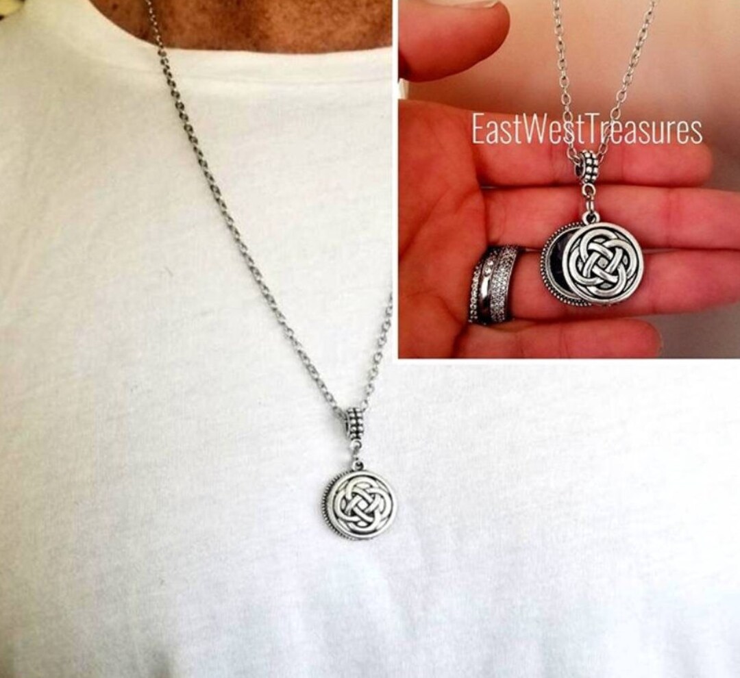 Silver Men's Dara Knot Celtic Irish Cross Medallion Pendant Necklace ...