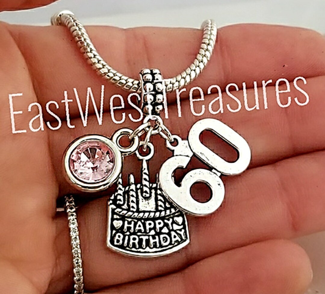 Womens Personalized 60th Birthday Charm Bracelet Necklace Keychain With ...