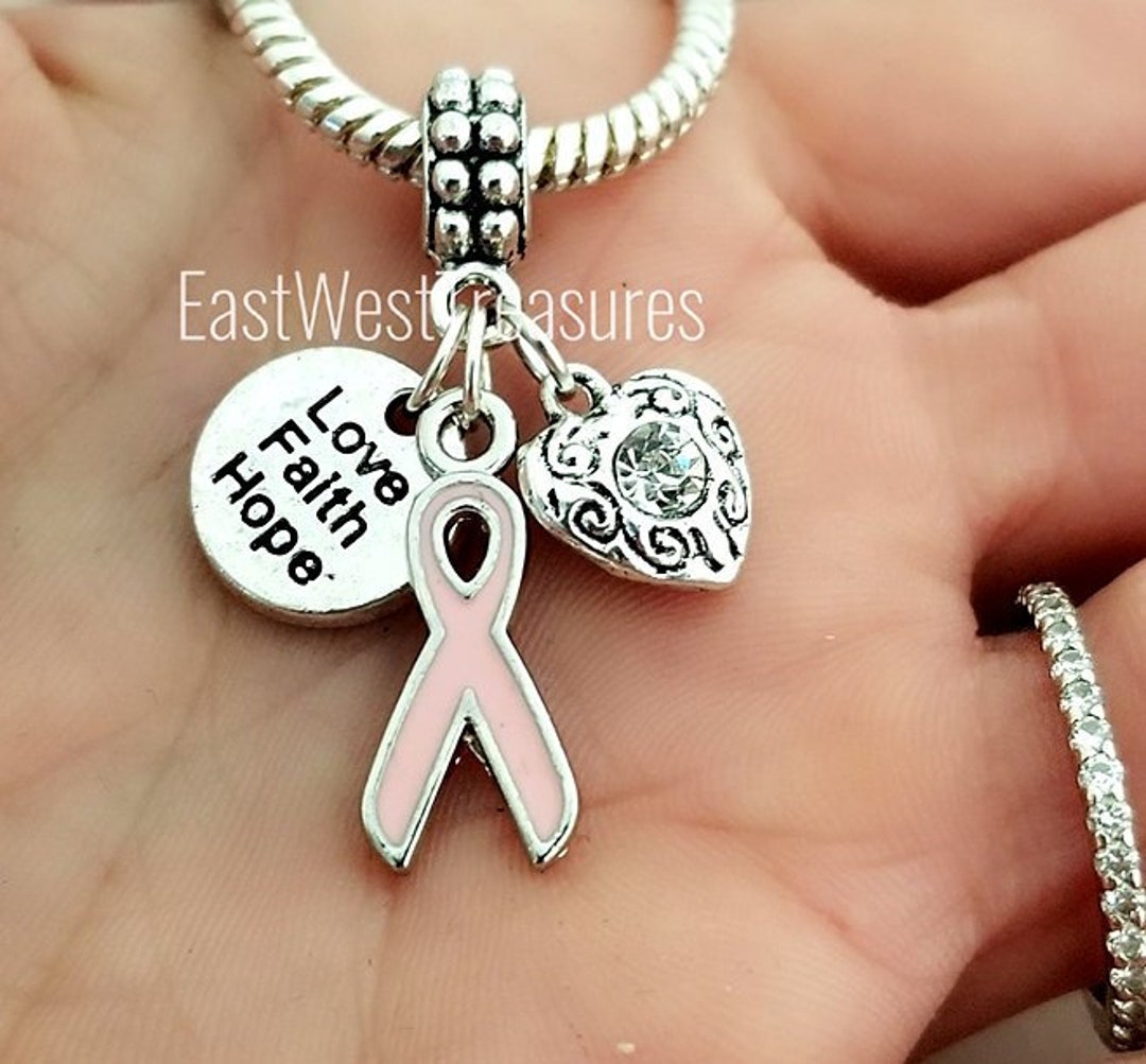 Cancer Awareness Ribbon Charm Bracelet Necklace Keychain With Teal Blue ...