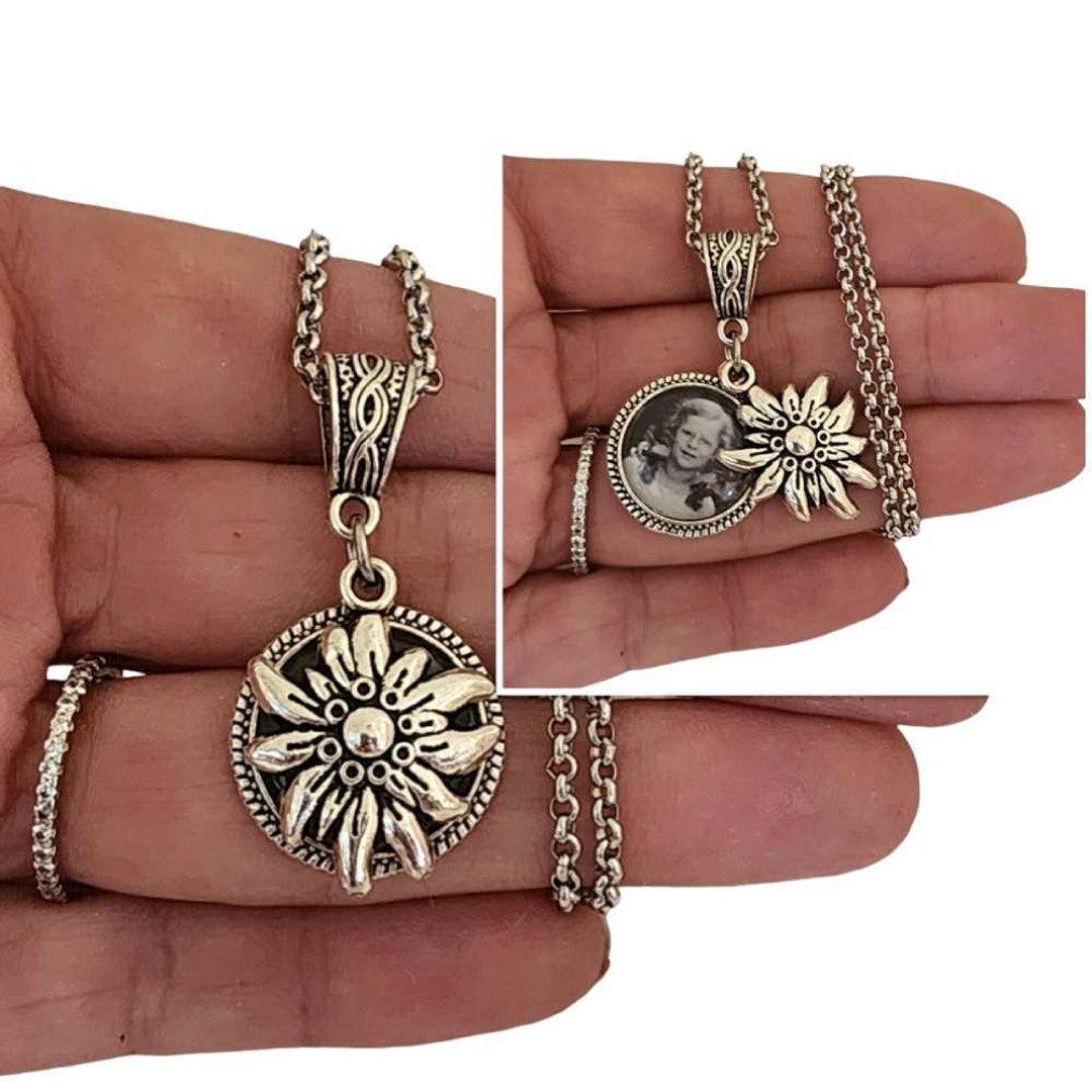 Personalized Edelweiss Necklace Picture Pendant, With Edelweiss Charm ...