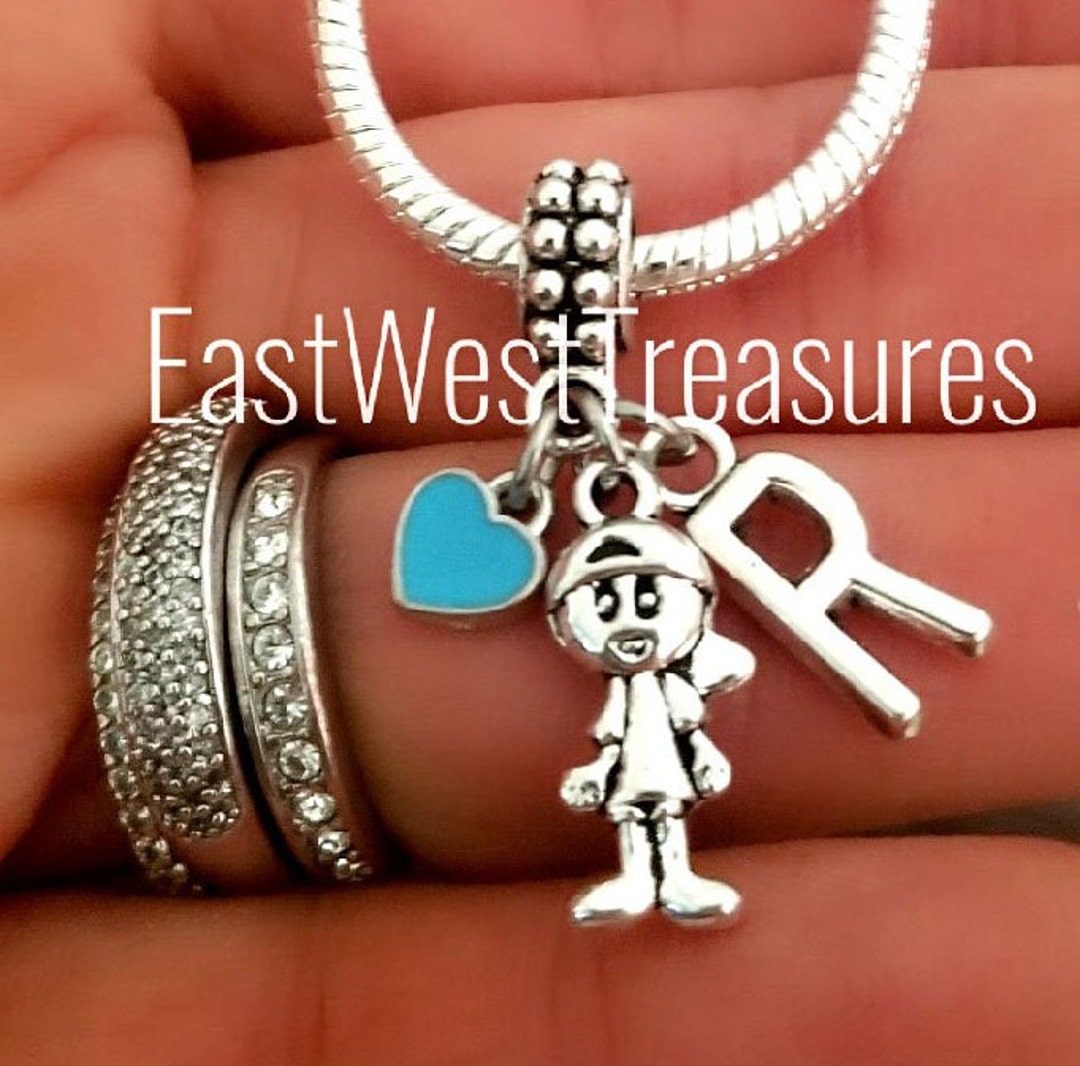 Personalized Boy Son Grandson Charm With Initial Bracelet Necklace - Etsy