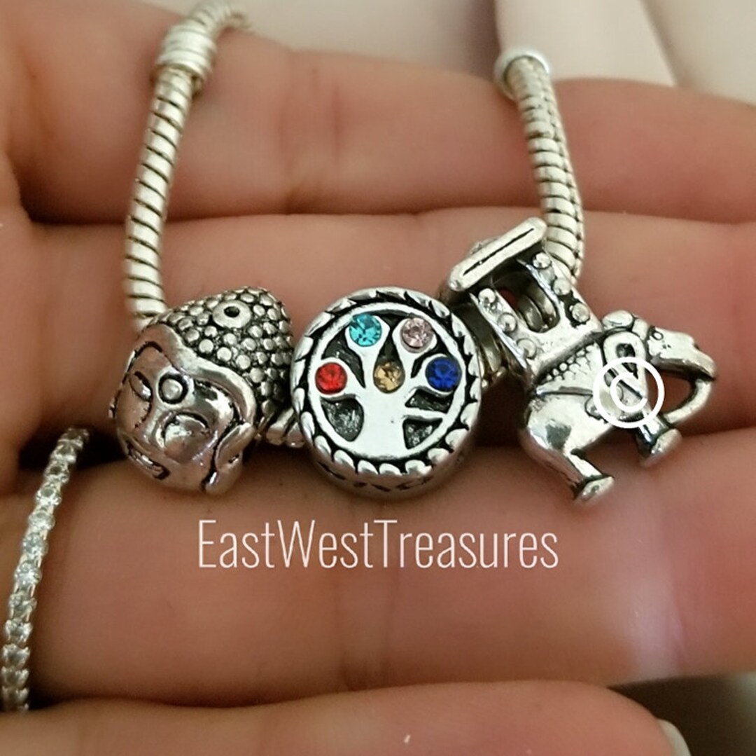 Tree of Life Charm Bead , Buddha Head Charm, Lucky Elephant Hindu Yoga ...
