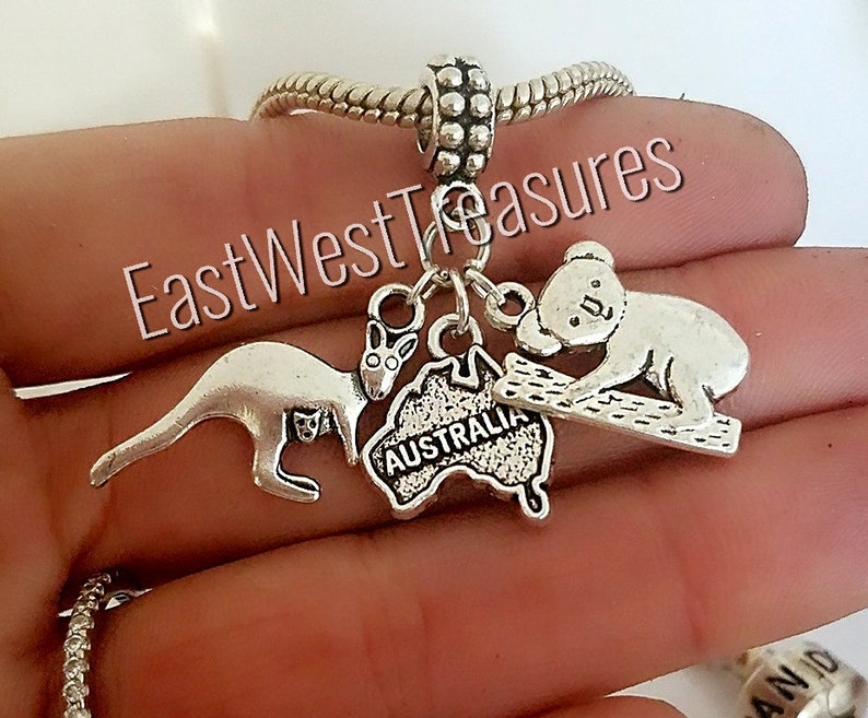 Aussie Australian Australia Kangaroo Koala Bear Charm Bracelet Necklace ...