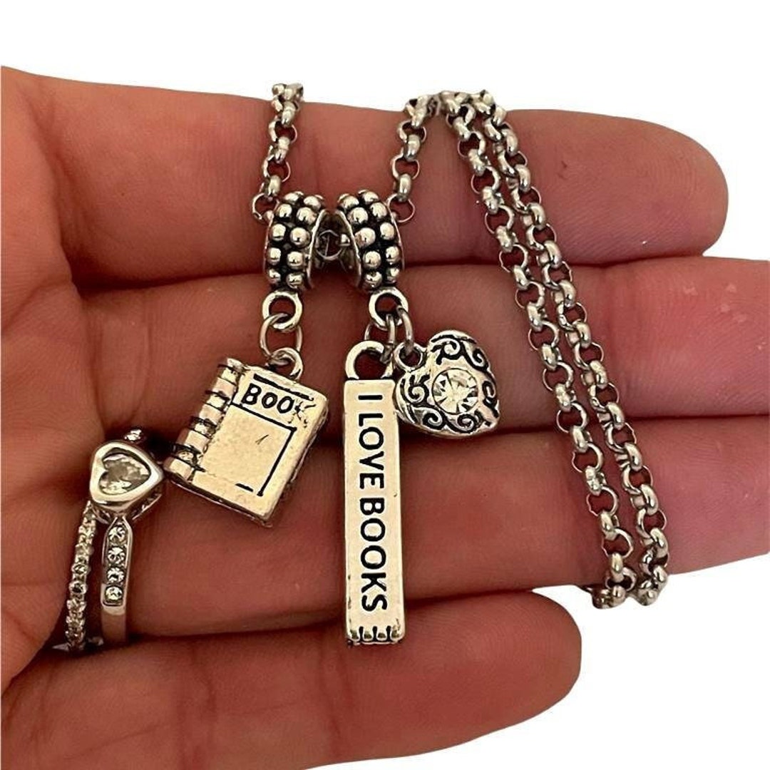 Book I Love to Read Reading Charm Bracelet Necklace for Book Lovers ...