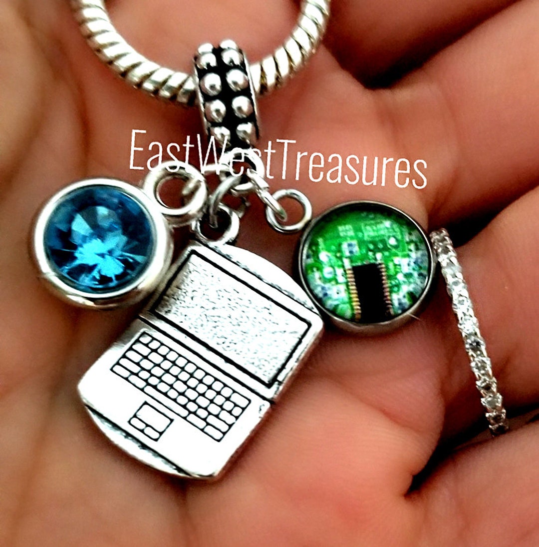Computer Circuit Board Tech Charm Pendant With Bracelet Necklace ...