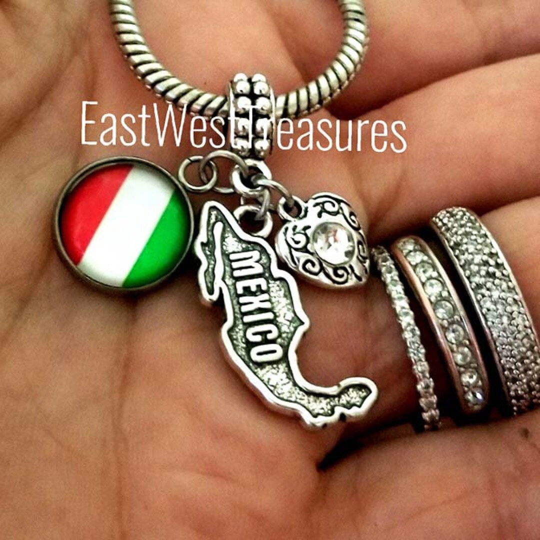 Map of Mexico Mexican Flag Charm Bracelet Necklace Keychain With ...