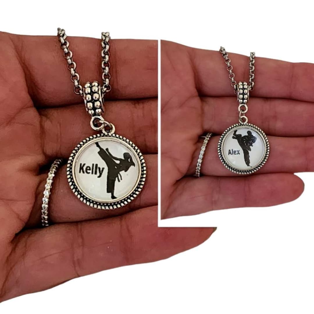 Karate Belt Charm Pendant Necklace Personalized Karate Gift With Name ...