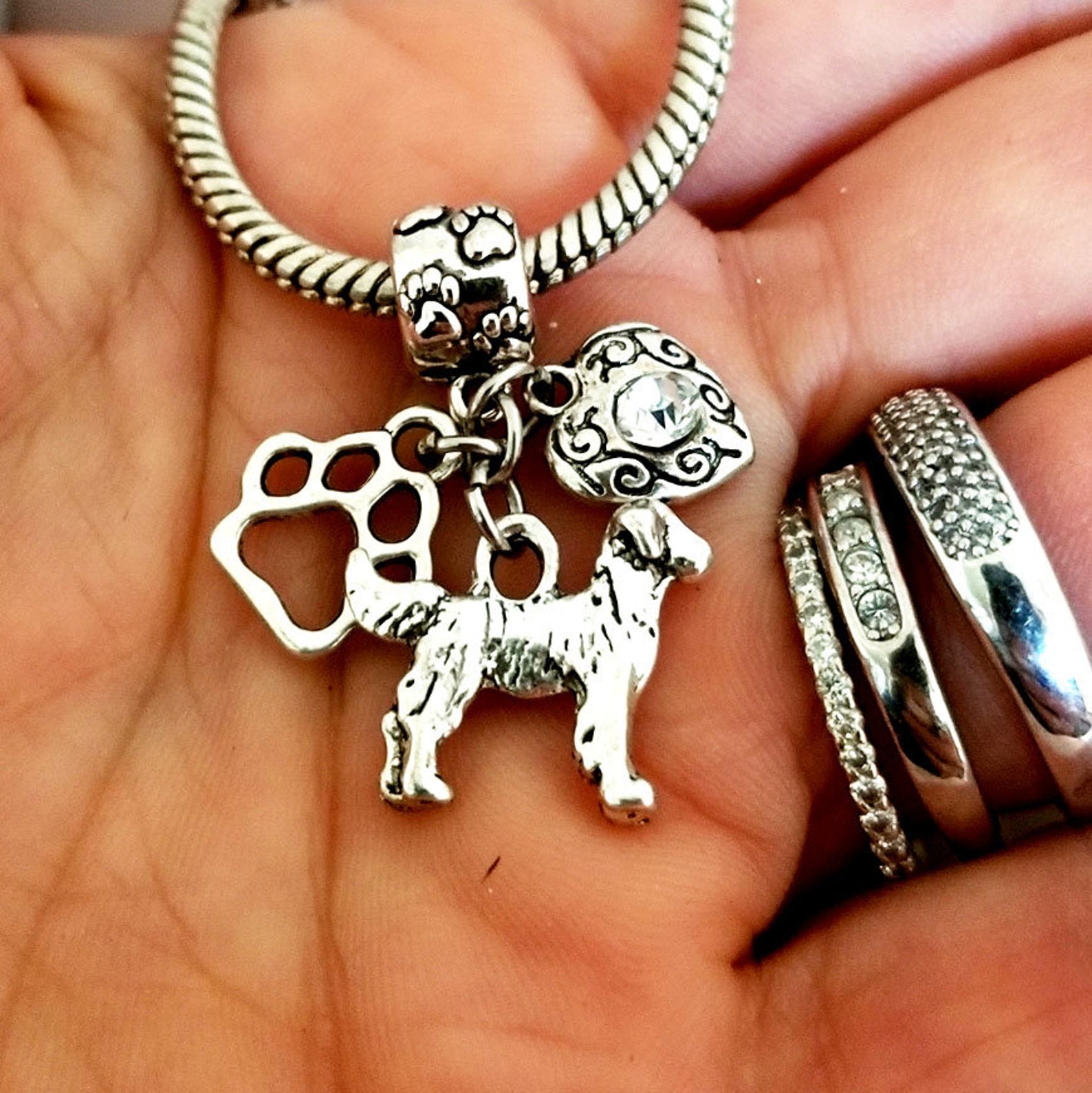 Golden Retriever Labrador Lab Dag Charm Bracelet Necklace Keychain ...