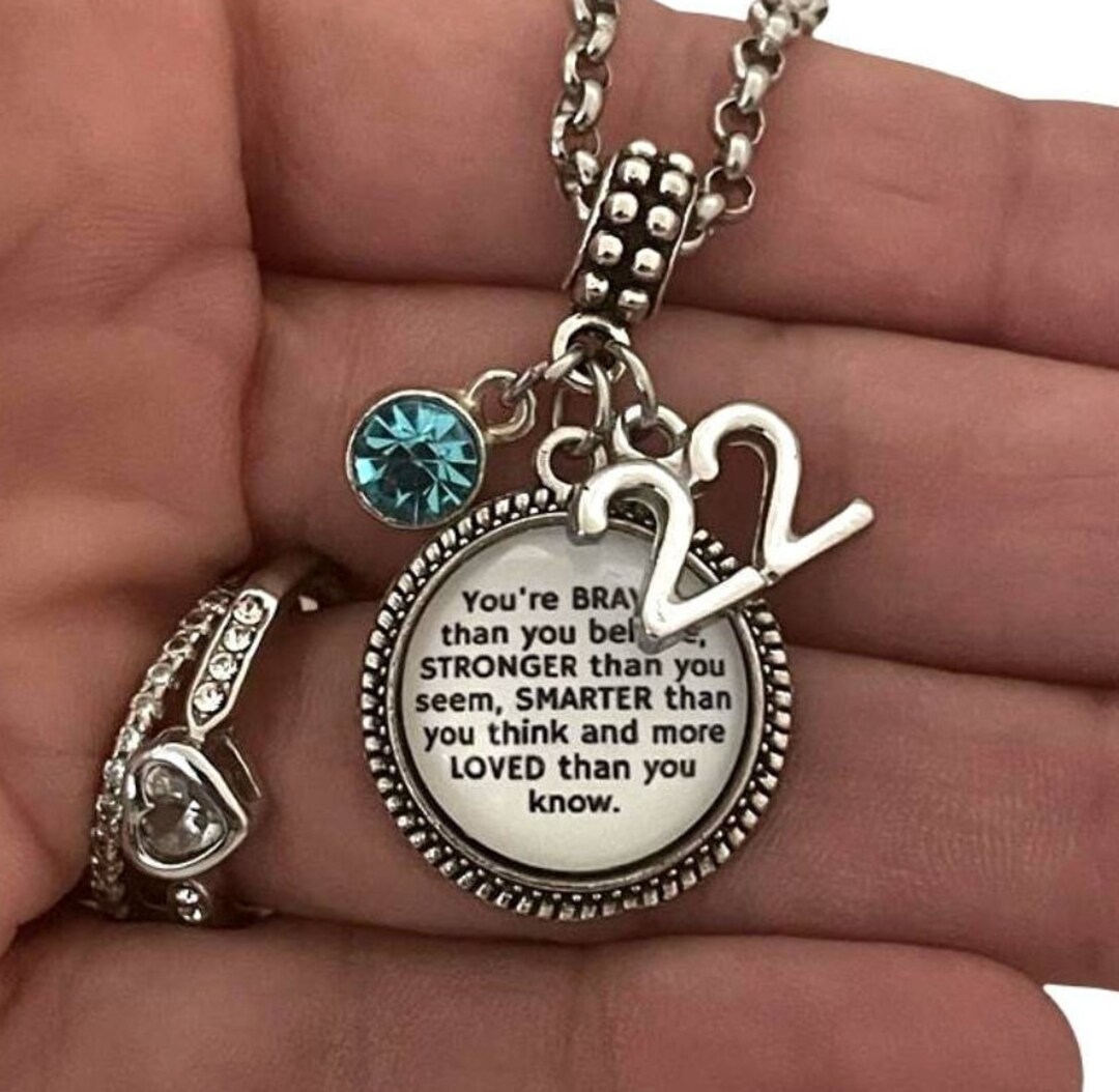 Girls 22nd Birthday Gift Charm Bracelet Necklace Keychain Personalized ...