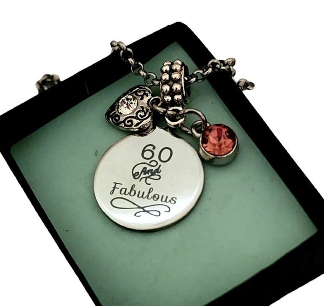 Turning 60 and Fabulous 60th Birthday Charm Bracelet Necklace Keychain ...