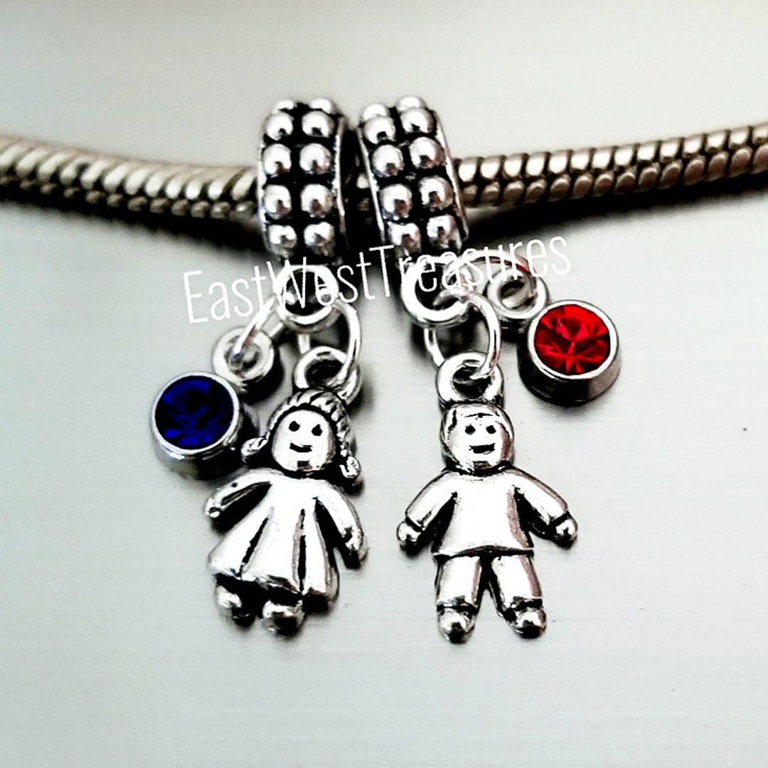 Little Girl Boy Gift for Grandma, Birthstone Charm Bracelet Necklace ...