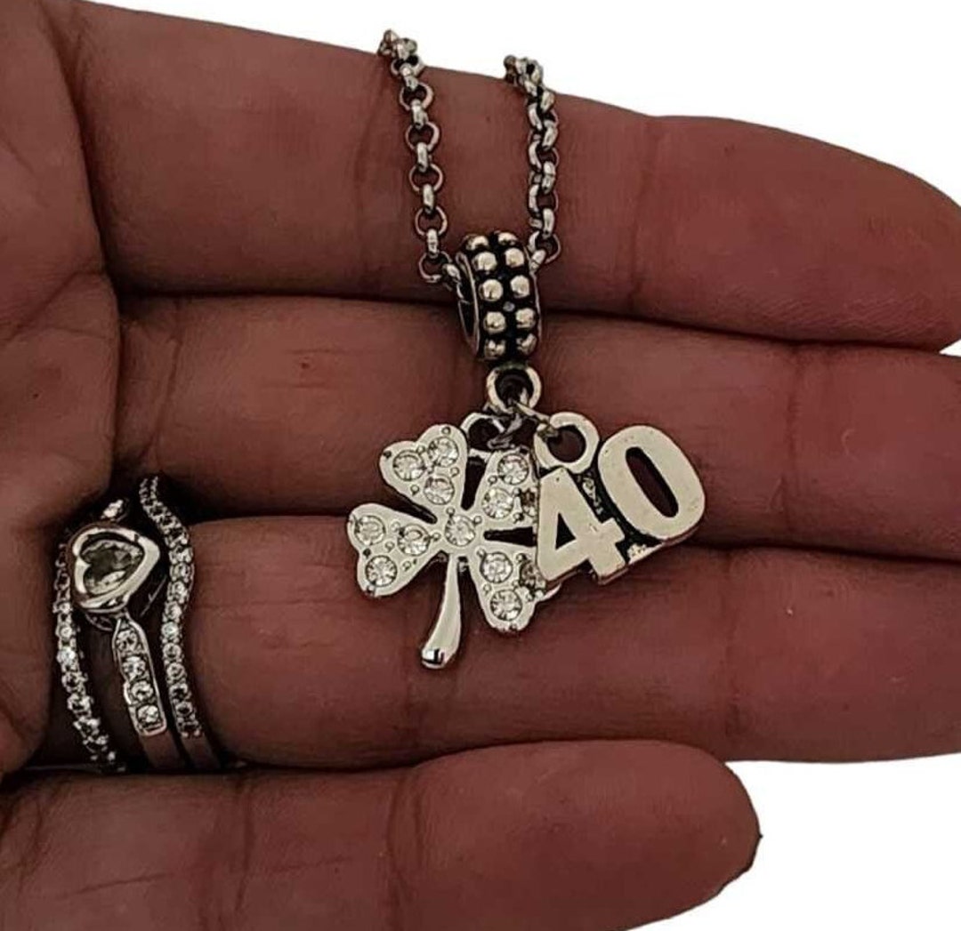 Lucky Number 40 40th Anniversary Birthday Charm Bracelet Necklace for ...