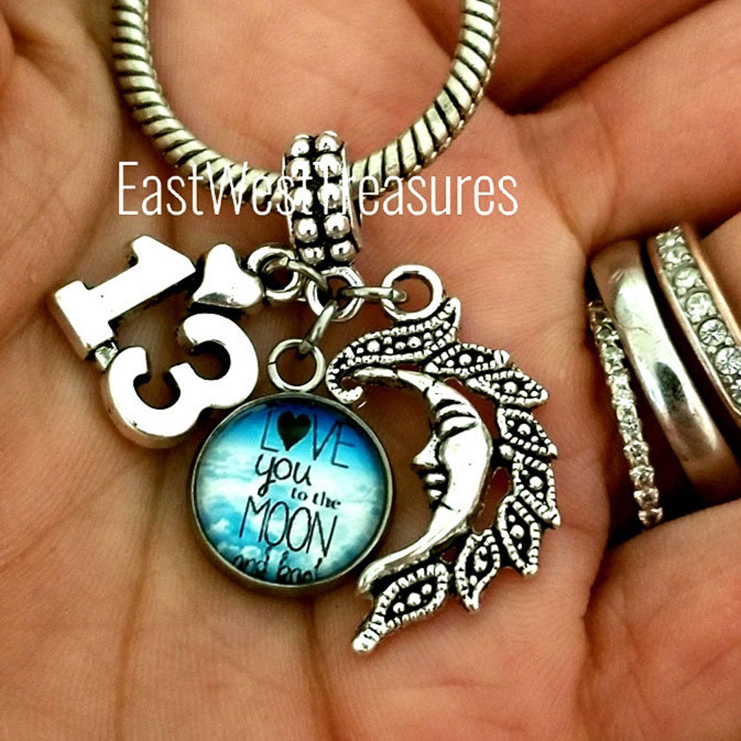 Gift for 13 Year Old Love You to Moon, 13th Birthday Charm Bracelet ...