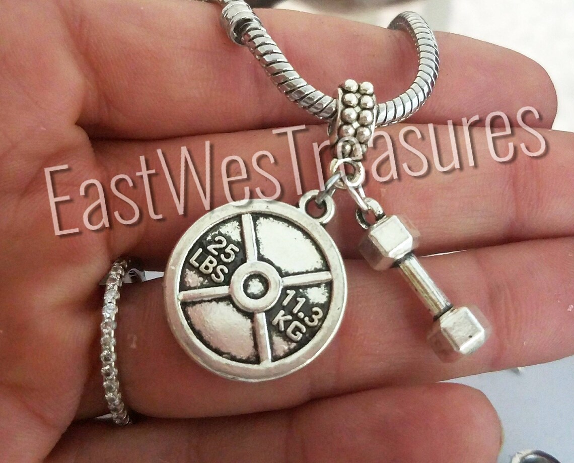 Barbell Weights Dumbell Weightlifting Bodybuilding Charm - Etsy