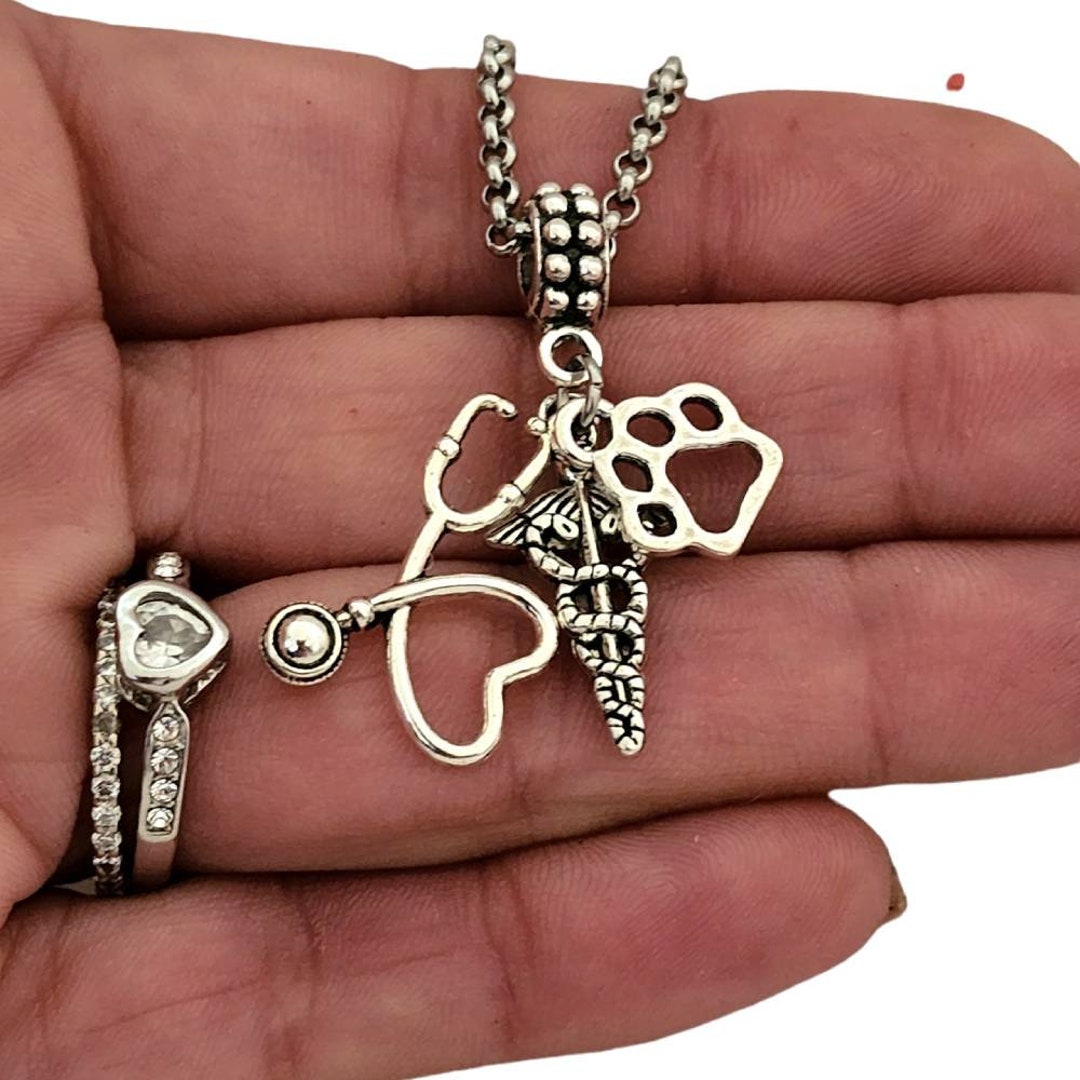 Veterinary Caduceus Gift for Veterinarian Technician Vet Tech Charm ...