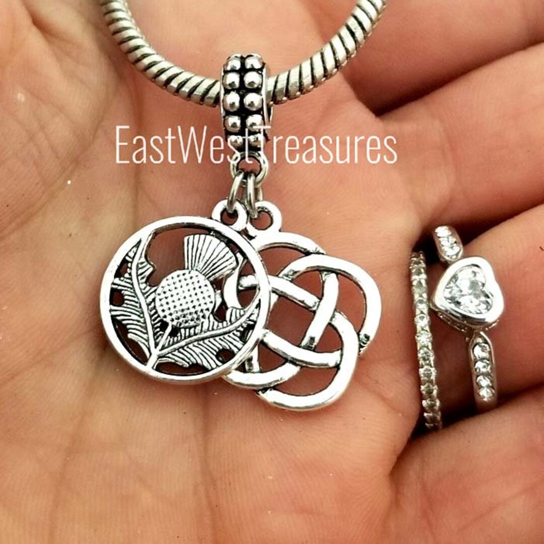 Scottish Thistle Gifts, Celtic Irish Love Knot Charm Bracelet Necklace ...