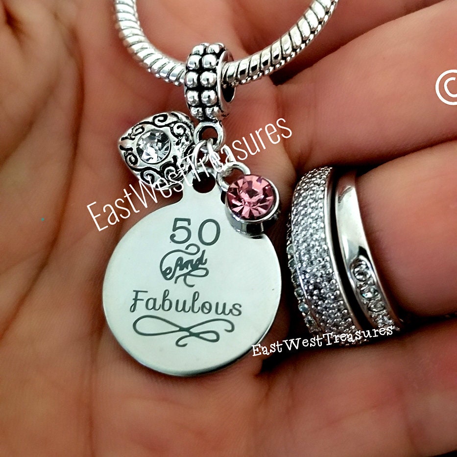 Turning 50 Gifts for Women, Personalized 50th Birthday Charm Bracelet ...