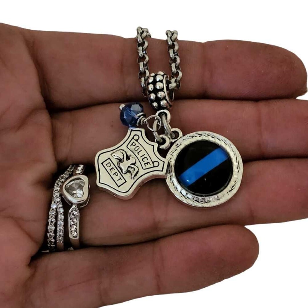 Thin Blue Line Charm, Serve Protect Cop Police Badge, Charm Bracelet ...