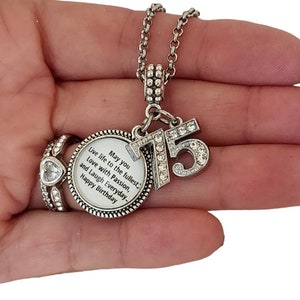 Happy 75th Birthday Gift Charm Bracelet Necklace Keychain for Turning ...