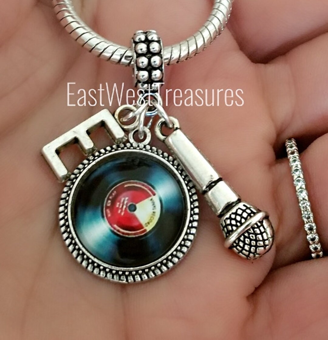 Vinyl Record Turntable Charm Bracelet Necklace Keychain Personalized ...