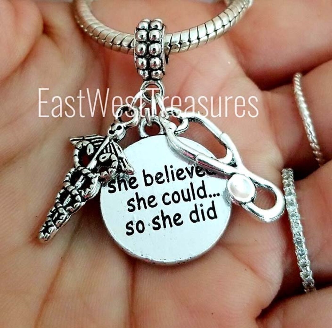 Stethoscope Caduceus Medical Doctor Dr Charm Bracelet Necklace Keychain ...
