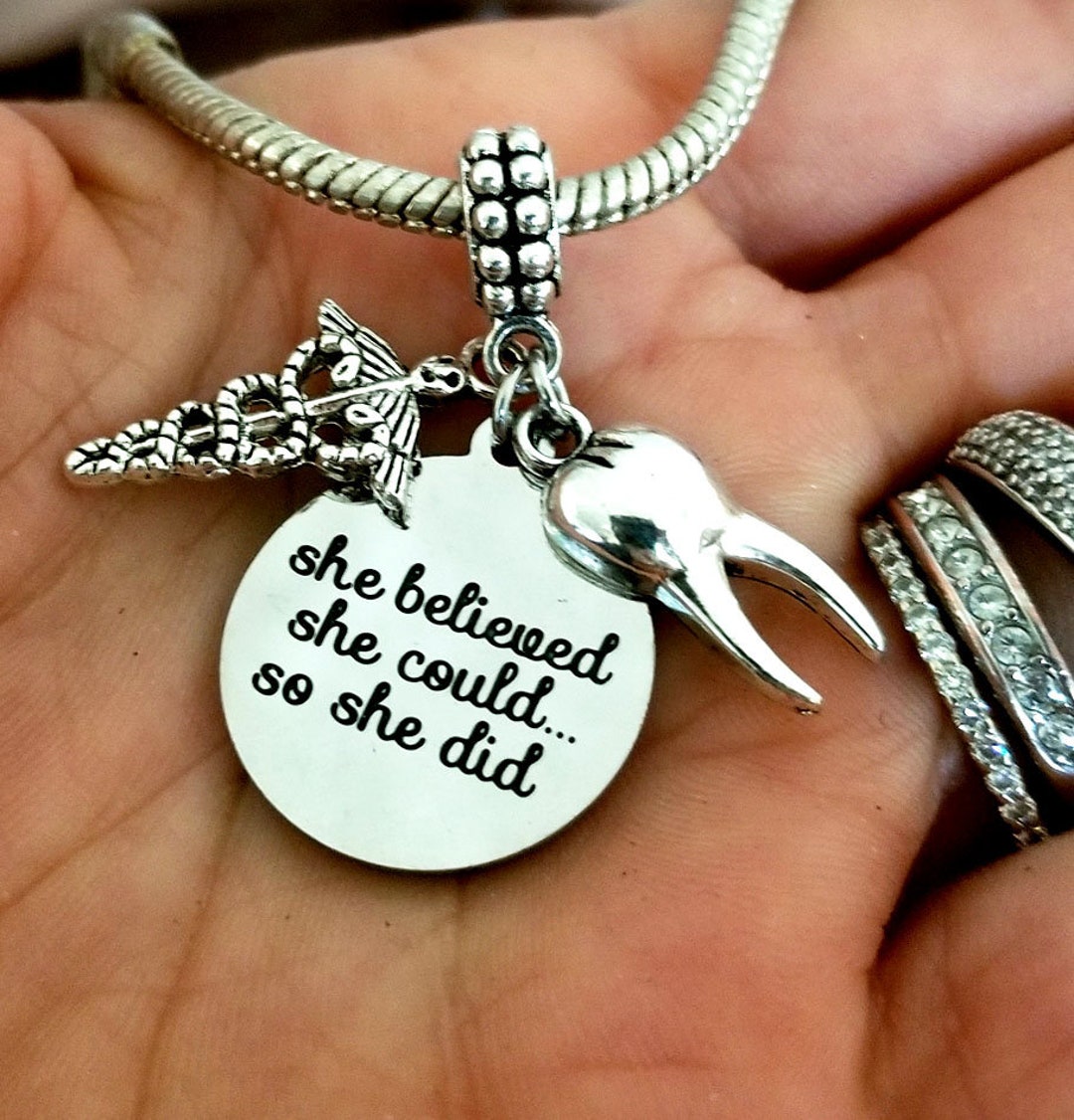 Tooth Dental Charm Bracelet Necklace Keychain for Pandora Women Dental ...