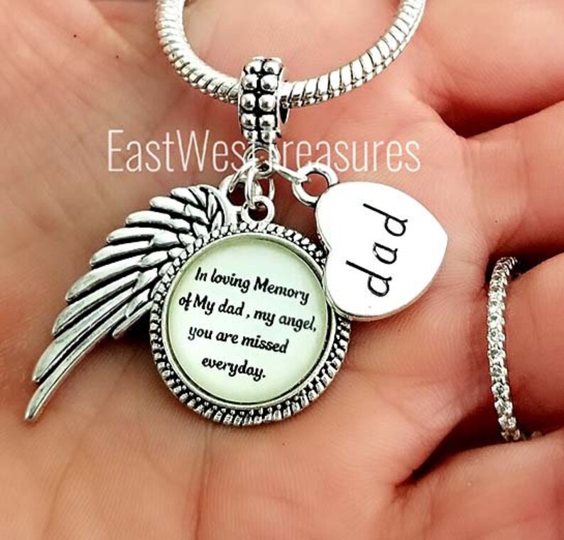 Father Dad Angel Wing Memorial Charm Bracelet Necklace Dad - Etsy