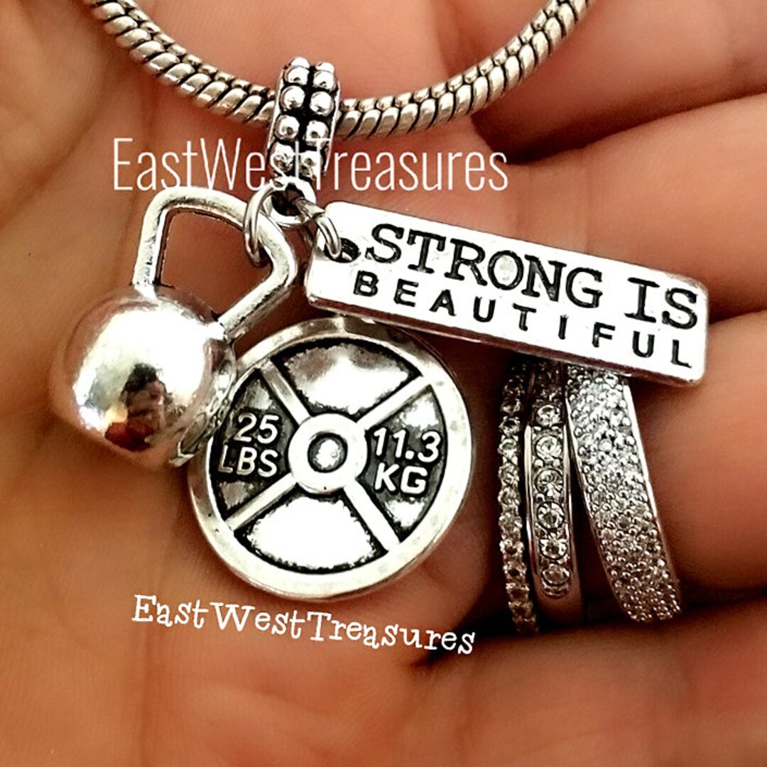 Women Bodybuilder Powerlifting Weights Gym Dumbbell Charm Bracelet ...