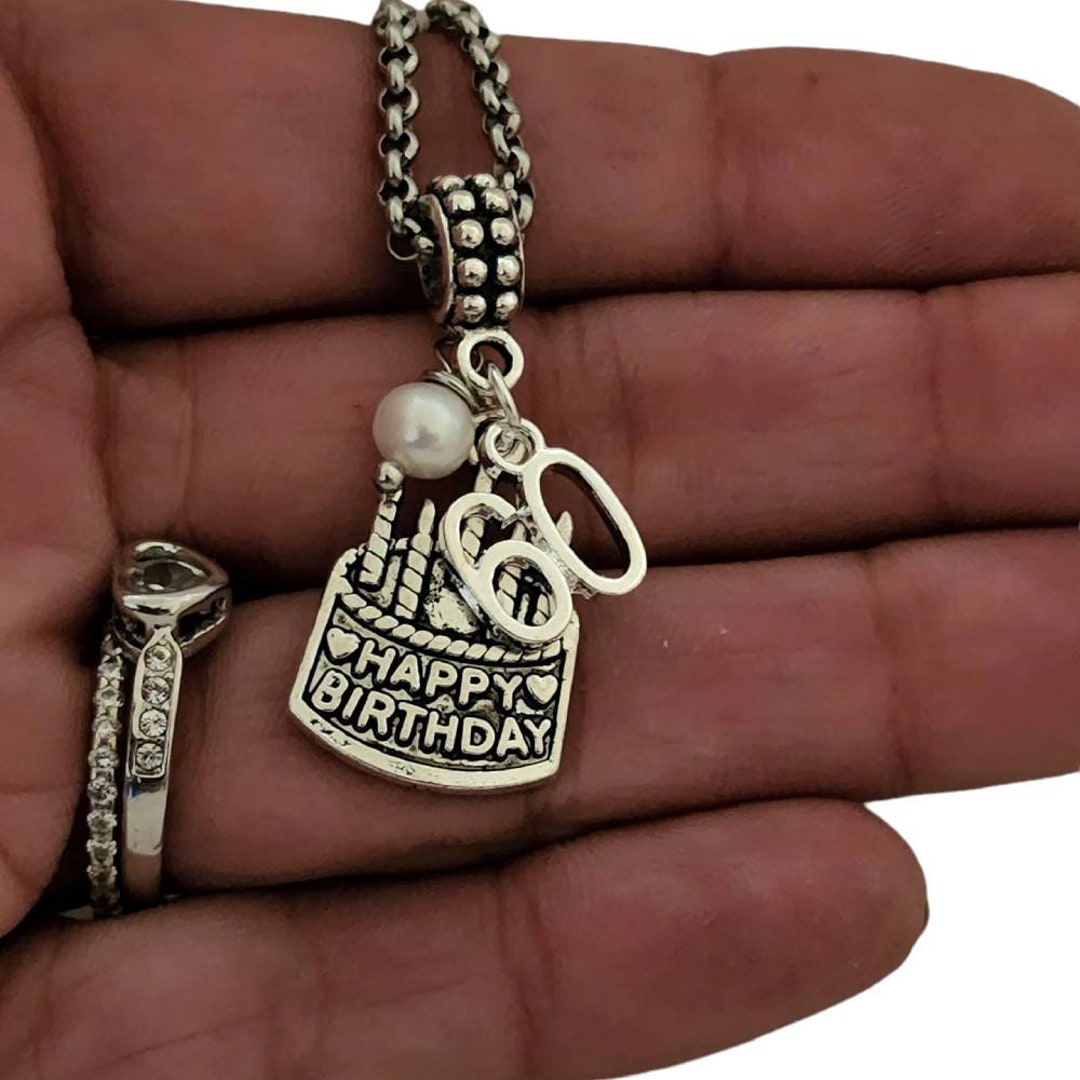 Happy 60th 60 Number Birthday Pearl Charm Bracelet Necklace - Etsy
