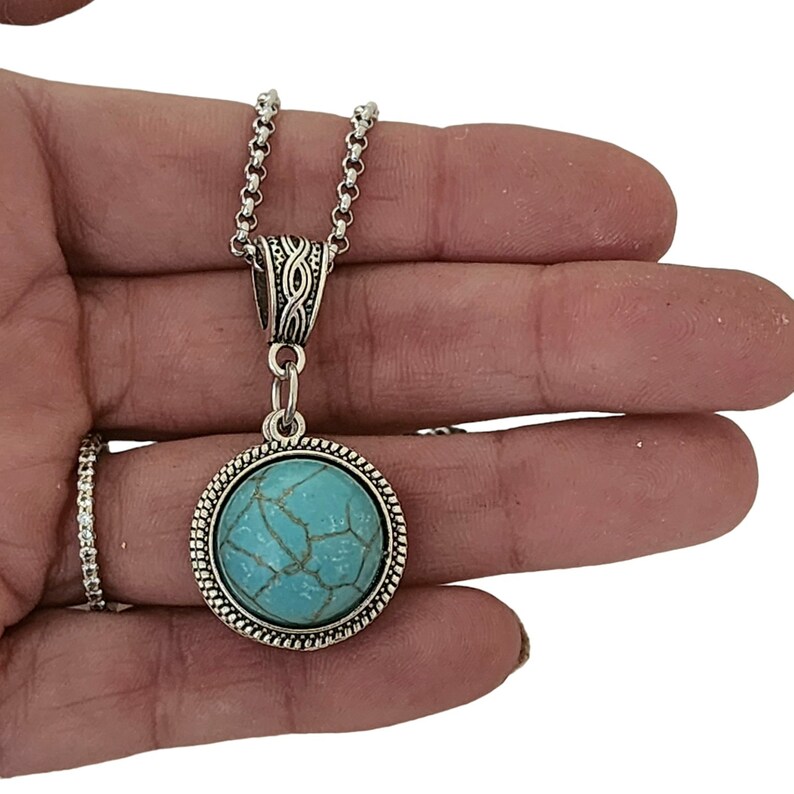 Custom Turquoise Blue Charm Necklaces Personalized With Photo or ...