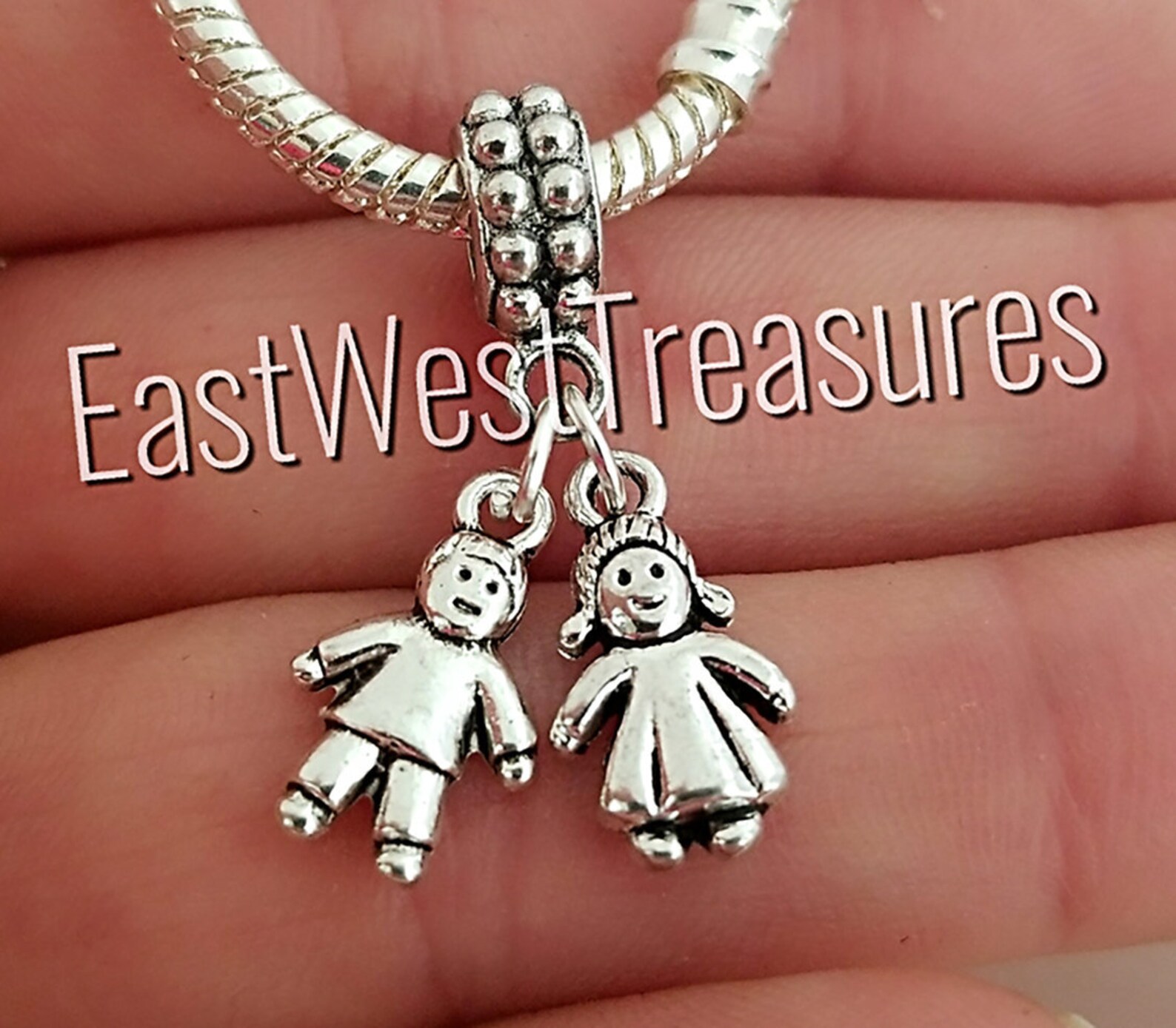 Little Boy and Girl Children Grandchildren Grandkids Charm Bracelet ...