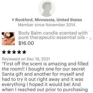 Organic Body Balm Candle With Shea or Cocoa Butter, Kissable Vegan ...