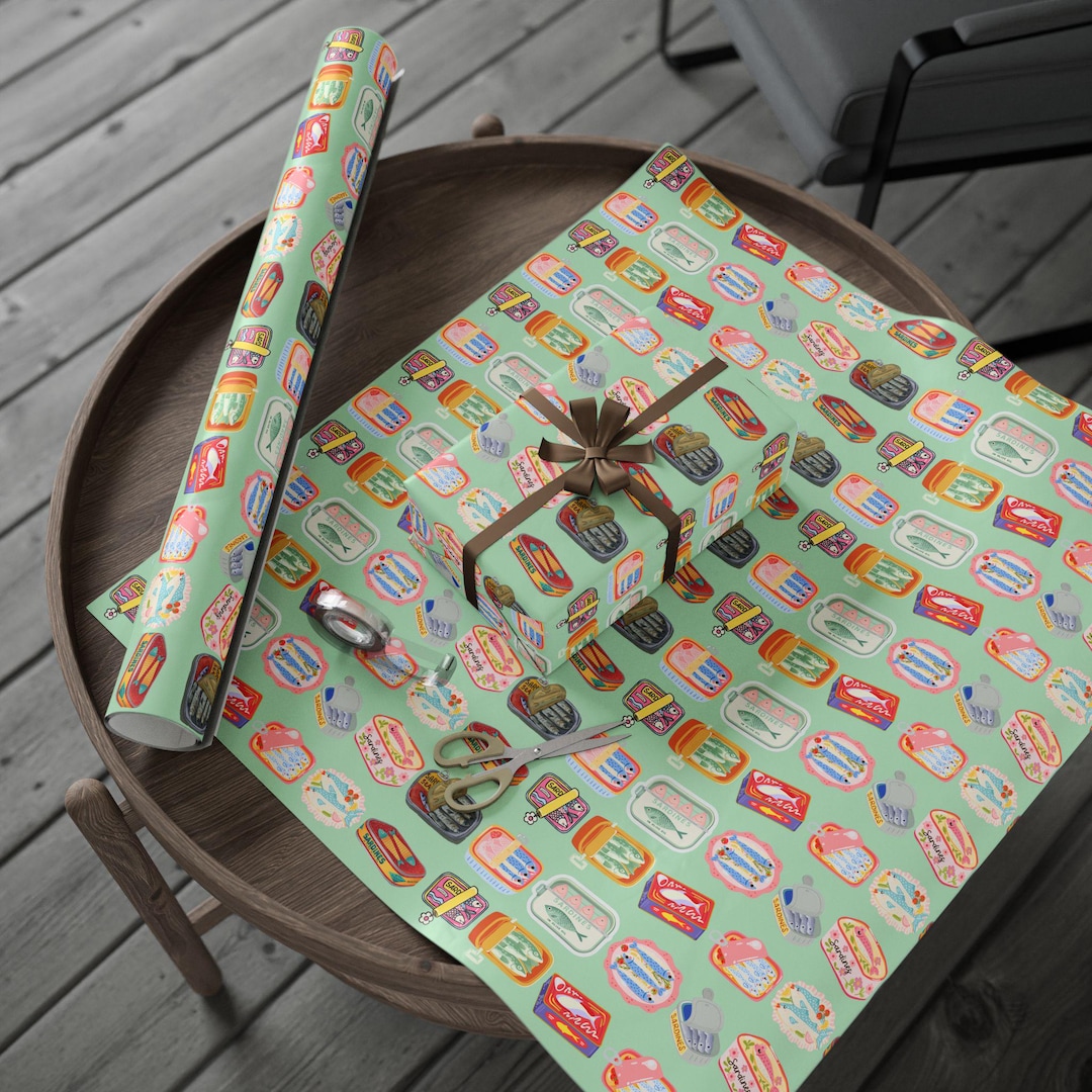 Vintage-style Sardine Tin Wrapping Paper | Gift Wrap Roll - Etsy