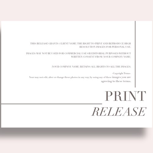 Photography Print Release Form for Photoshop and WORD - Etsy