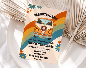 70s Party Invitation, Hippie Party Invitation, 60s 70s Party, Sixties ...