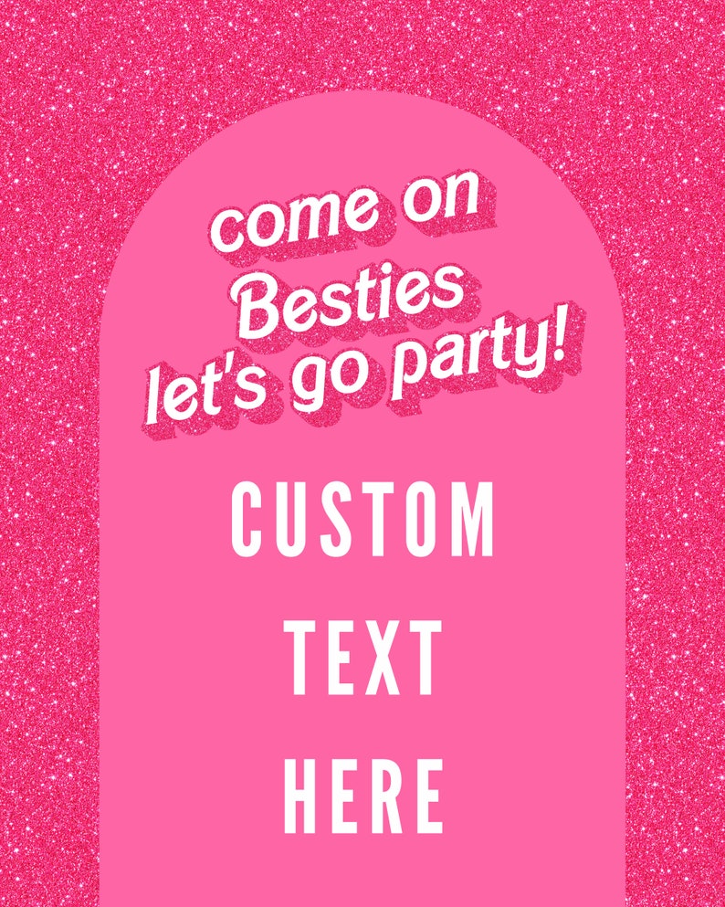 Customizable Pink Glitter Party Sign: Besties Theme (digital Download ...