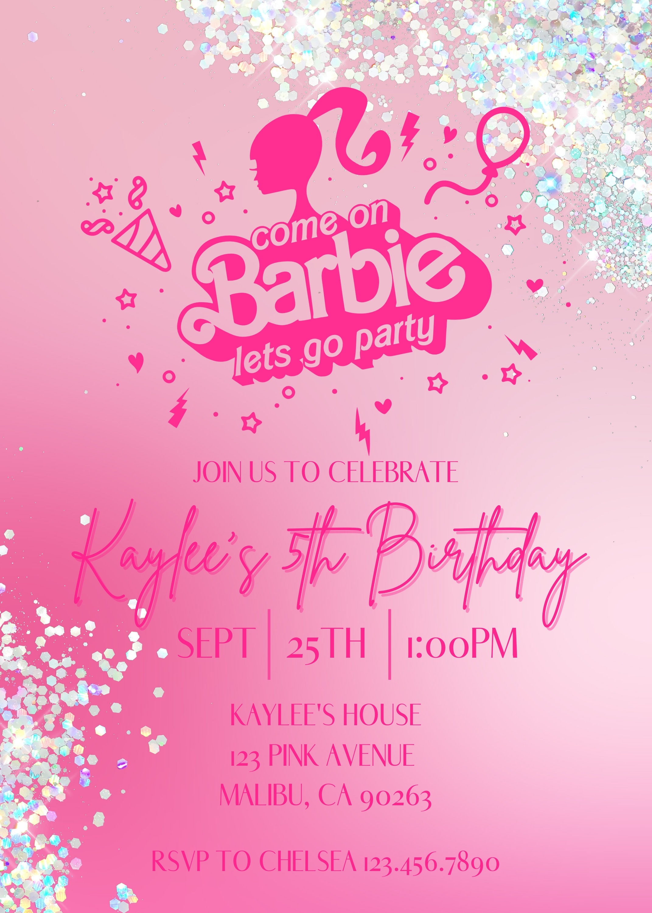 Editable Barbie Invitation Come on Barbie Lets Go Party - Etsy Australia